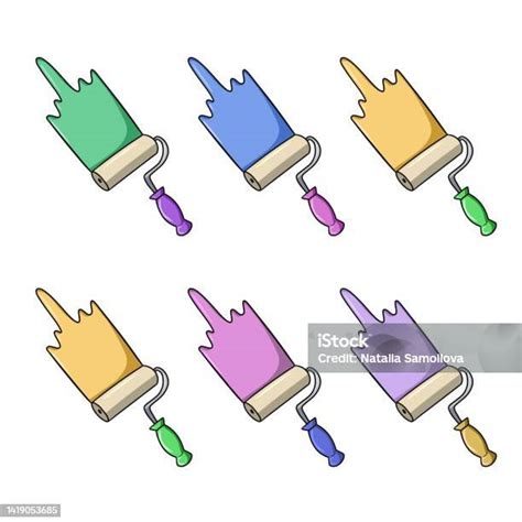 여러 가지 색상의 페인트 스트로크 페인트 롤러 파스텔 음영 벡터 만화 세트 개념에 대한 스톡 벡터 아트 및 기타 이미지 개념 개선 개체 그룹 Istock