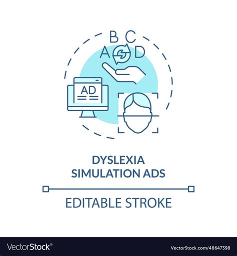 2d Blue Line Icon Dyslexia Simulation Ads Concept Vector Image