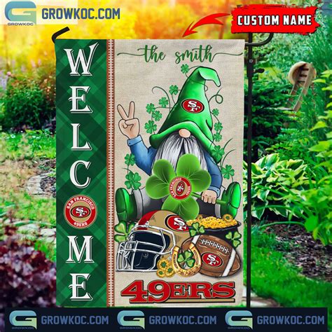 San Francisco 49er St Patricks Day Shamrock Personalized Garden Flag