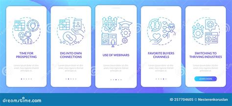 Sales Prospecting Techniques Blue Gradient Onboarding Mobile App Screen