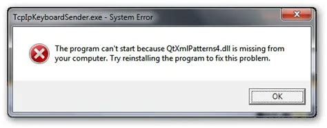 System Error Missing File Error