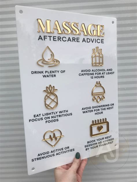 Massage Aftercare Advice Acrylic A3 Wall Sign Masseuse Sign