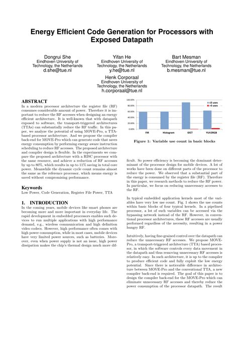 Pdf Energy Efficient Code Generation For Processors With Exposed Datapath