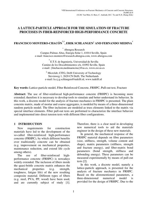 pdf a lattice particle approach for the simulation of fracture