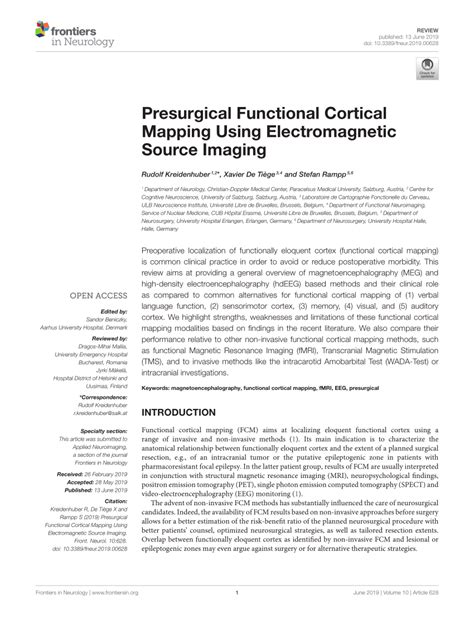 pdf presurgical functional cortical mapping using electromagnetic source imaging