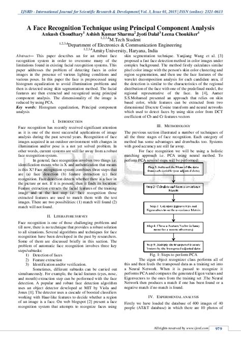 Pdf A Face Recognition Technique Using Principal Component Analysis