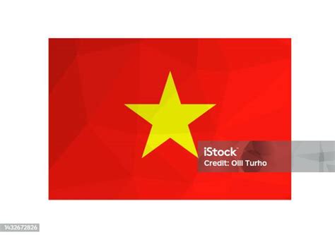 벡터 일러스트레이션 베트남의 공식 상징 빨간색 배경에 노란색 별이있는 국기 삼각형 모양의 낮은 폴리 스타일의 창의적인 디자인 개념에 대한 스톡 벡터 아트 및 기타 이미지