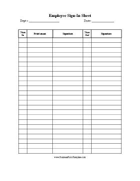 Employee Sign In Sheet Template Artofit