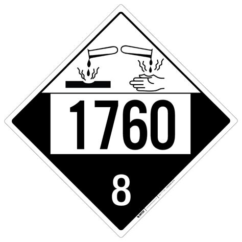 Corrosive Class 8 Un1760 Placard Sign