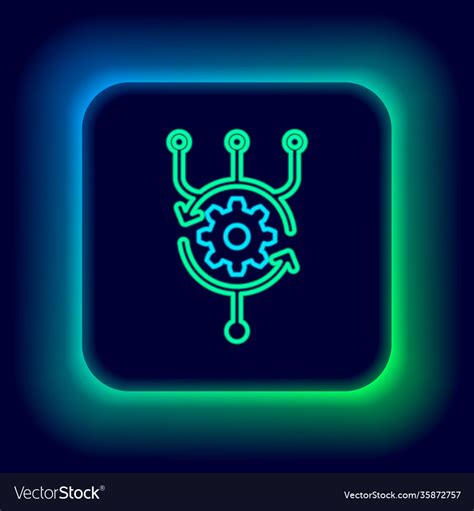 glowing neon line algorithm icon isolated on black