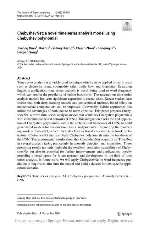 Chebyshevnet A Novel Time Series Analysis Model Using Chebyshev Polynomial
