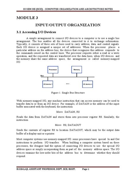 computer organization and architecture module 3 notes pdf input