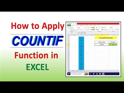 How To Apply Countif Function In Excel Countif Formula In Excel YouTube