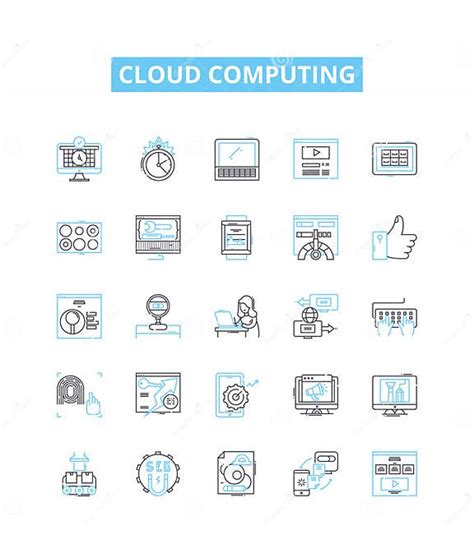Cloud Computing Vector Line Icons Set Cloud Computing Storage Services Saas Paas Iaas