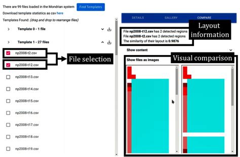 table detection page comparison view of two files download scientific diagram