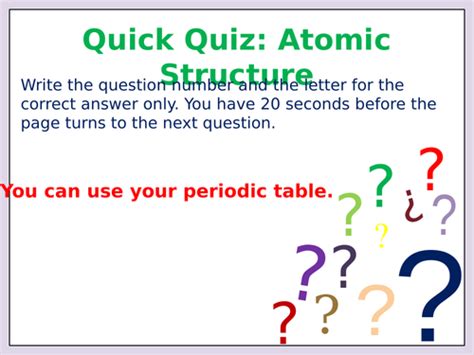 Atomic Structure Multiple Choice Quiz On Powerpoint Teaching Resources