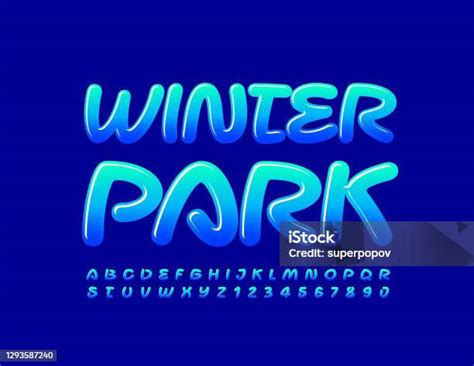 벡터 크리에이티브 배너 윈터 파크 그라데이션 색상 알파벳 문자 및 숫자 세트 겨울에 대한 스톡 벡터 아트 및 기타 이미지 겨울 계절 공원 Istock