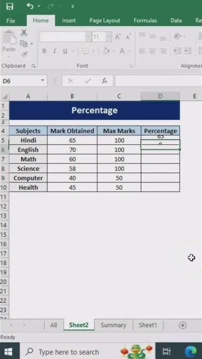 How To Calculate Percentage Shorts Shortvideo Excel Exceltips