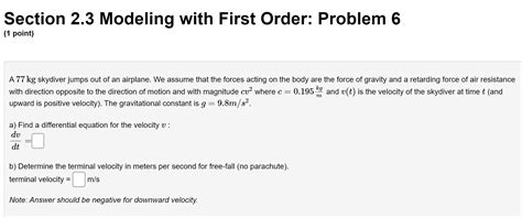 solved section 2 3 modeling with first order problem 6 1