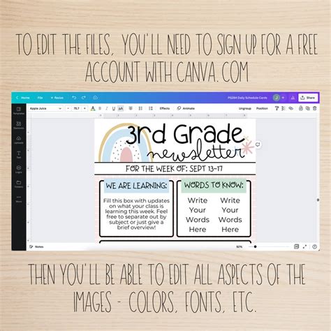 Editable Classroom Newsletter Templates Modern Colorful Etsy