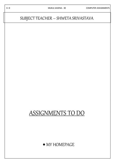 Computer Holiday Homework Of Html Coding And Outputs On My Homepage