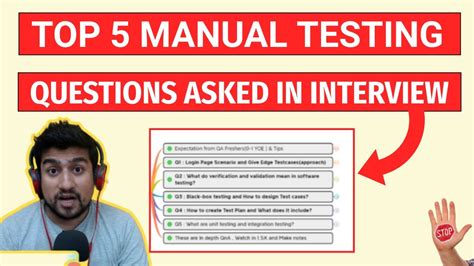 Top 5 Manual Testing Interview Questions For Freshers Or 0 1 Year Of Experience Youtube