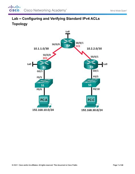 7226 Lab Configuring And Modifying Standard Ipv4 Acls Topology