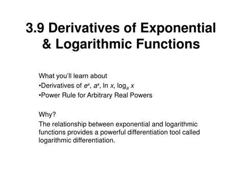 Ppt 3 9 Derivatives Of Exponential And Logarithmic Functions Powerpoint Presentation Id 1433116
