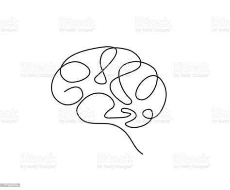뇌의 연속 한 줄 그리기 인간의 뇌 모노 라인 디자인 손으로 그린 미니멀리즘 스타일 라인아트에 대한 스톡 벡터 아트 및 기타 이미지 라인아트 선 사색 Istock