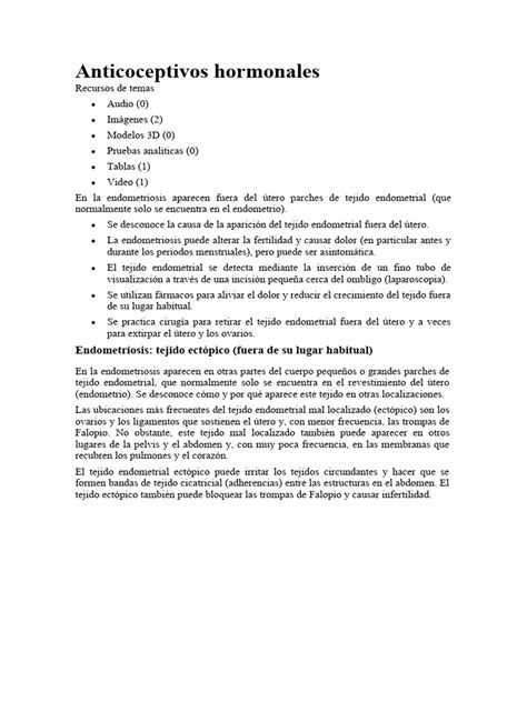 Anticoceptivos Hormonales Pdf Menstruación El Embarazo