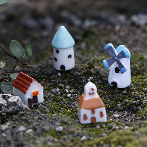 4 Stksset Mini Hars Kerk Kasteel Windmolen Schuur Grandado