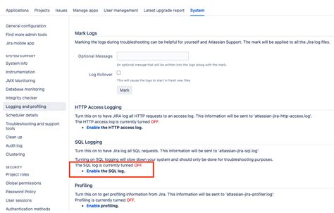 Enable Sql Query Logging In Jira Data Center Jira Atlassian