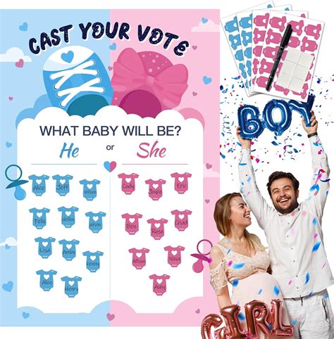 Newborn Shoes Gender Reveal Voting Board With 60 Boy Or Girl Voting
