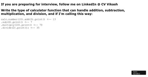 Calculator Method Chaining Codesandbox