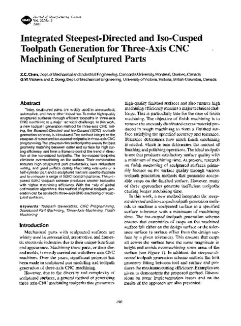 Pdf Integrated Steepest Directed And Iso Cusped Toolpath Generation