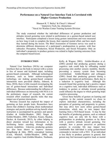 Pdf Performance On A Natural User Interface Task Is Correlated With Higher Gesture Production