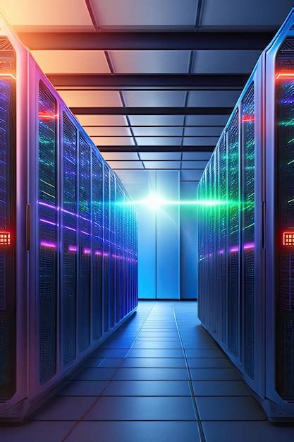 Premium Ai Image Computer Networking Server Room Warehouse