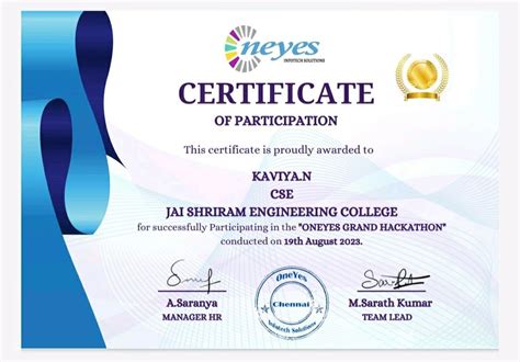 Kaviya Nagendran On Linkedin Hackthon Oneyes Jsrec