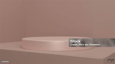 스튜디오 배경에 빛나는 더스티 핑크 라운드 받침대 제품을 보여주기위한 빈 디스플레이 또는 클린 룸 연단 전시 또는 쇼케이스를 위한 미니멀리스트 모형 3d 벡터 그림입니다 0