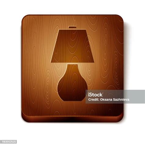 갈색 테이블 램프 아이콘 흰색 배경에 격리 나무 사각형 버튼입니다 벡터 일러스트레이션 0명에 대한 스톡 벡터 아트 및 기타 이미지 0명 가구 개념 Istock