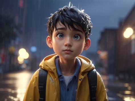 Premium Ai Image Sad Cartoon Boy