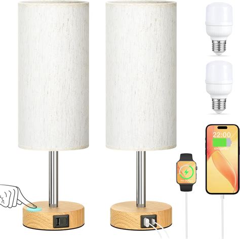 Bedside Lamps Set Of 2 3 Way Dimmable Touch Lamps Bedside With Usb C A