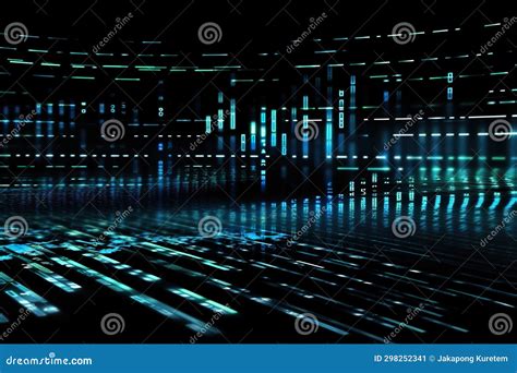 Data Binary Flow Rolling On Futuristic Technology Background Stock