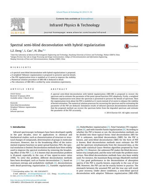 Pdf Spectral Semi Blind Deconvolution With Hybrid Regularization Dokumentips
