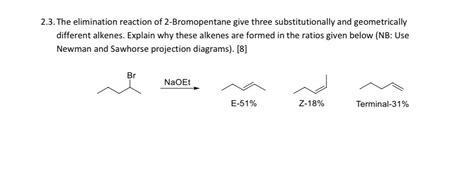 Solved 2 3 ﻿the Elimination Reaction Of 2 Bromopentane Give