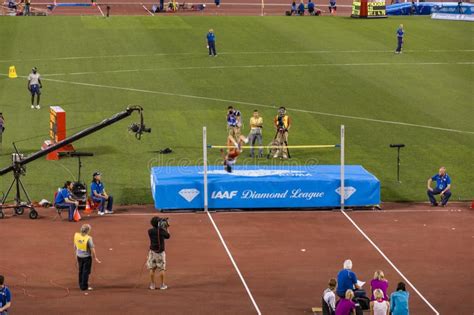 Athletes At High Jump Try Editorial Stock Image Image Of Muscular
