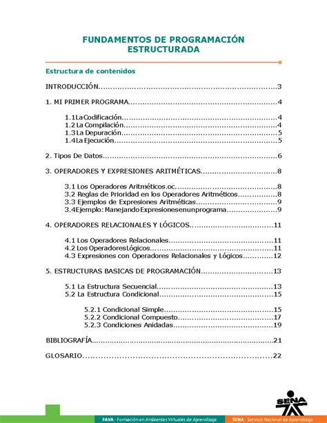 Fundamentos De Programación Estructurada Fundamentos De ProgramaciÓn