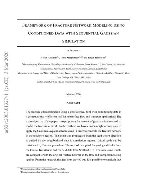 Pdf Framework Of Fracture Network Modeling Using Conditioned Data