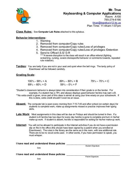 Word Syllabus Template