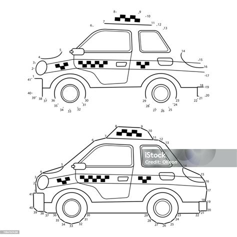 아이들을위한 교육 퍼즐 게임 숫자 게임 택시 차 어린이를위한 이미지 전송 또는 차량 색칠 공부 0명에 대한 스톡 벡터 아트 및 기타 이미지 Istock